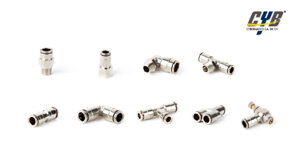 Tipos de conexiones neumáticas metálicas Cybermatics